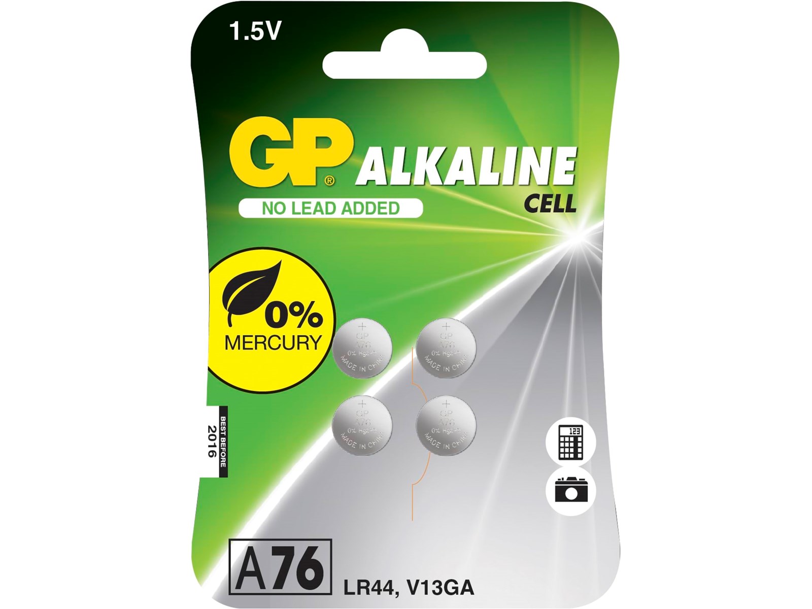 GP Paristot Alkaliparisto A76/LR44 1,5V 4 kpl pakkaus | Varastossa
