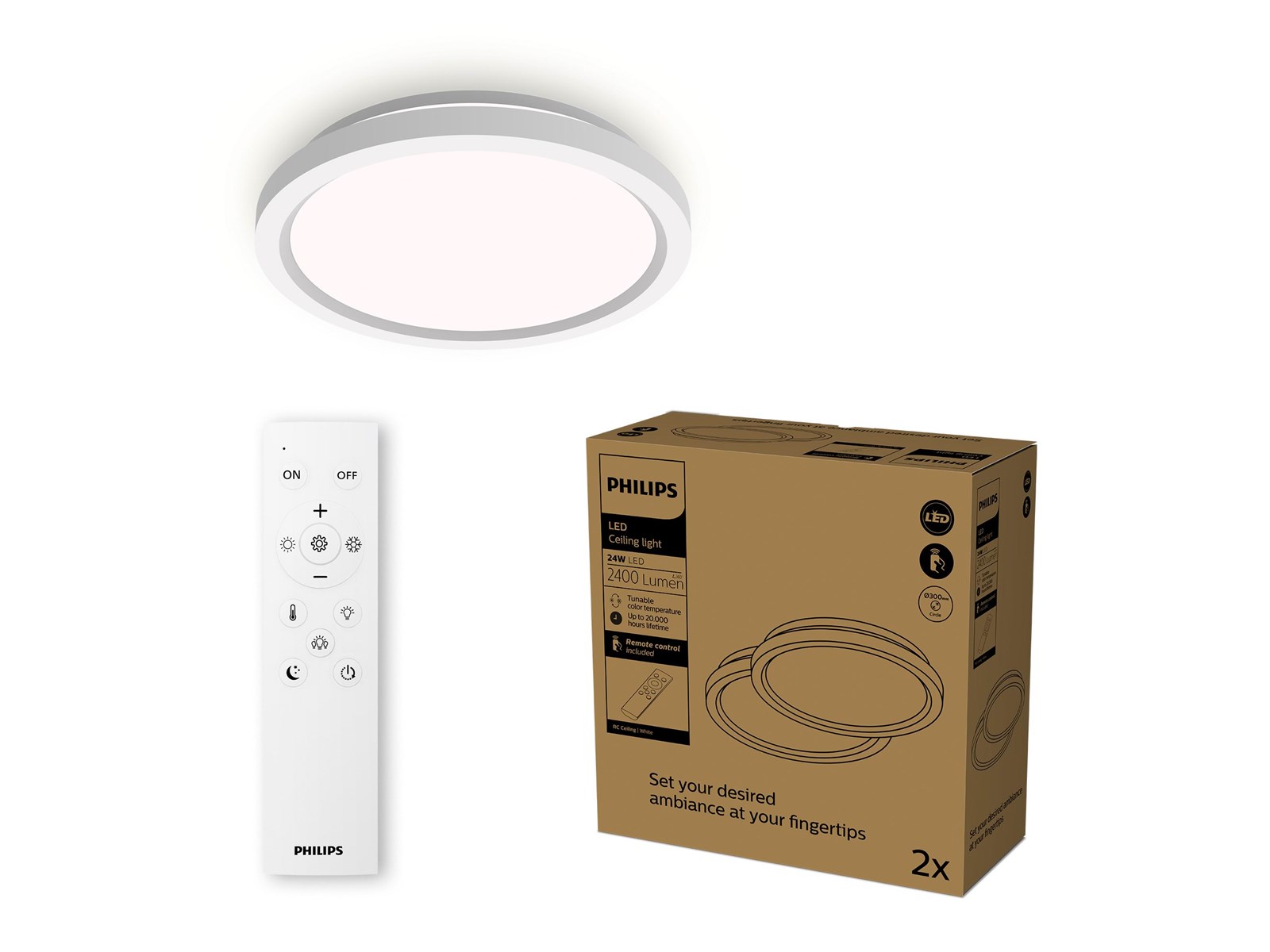 Philips AIO Ceiling Light with Remote (Round White) – 24W Integrated ...
