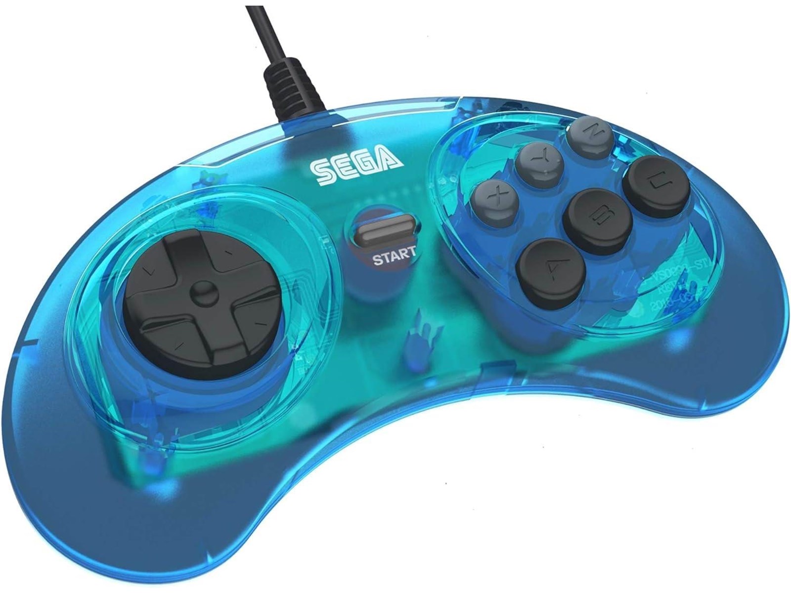 Retro-Bit 6-button Arcade Pad USB - Clear Blue - Wired Controller - MAC