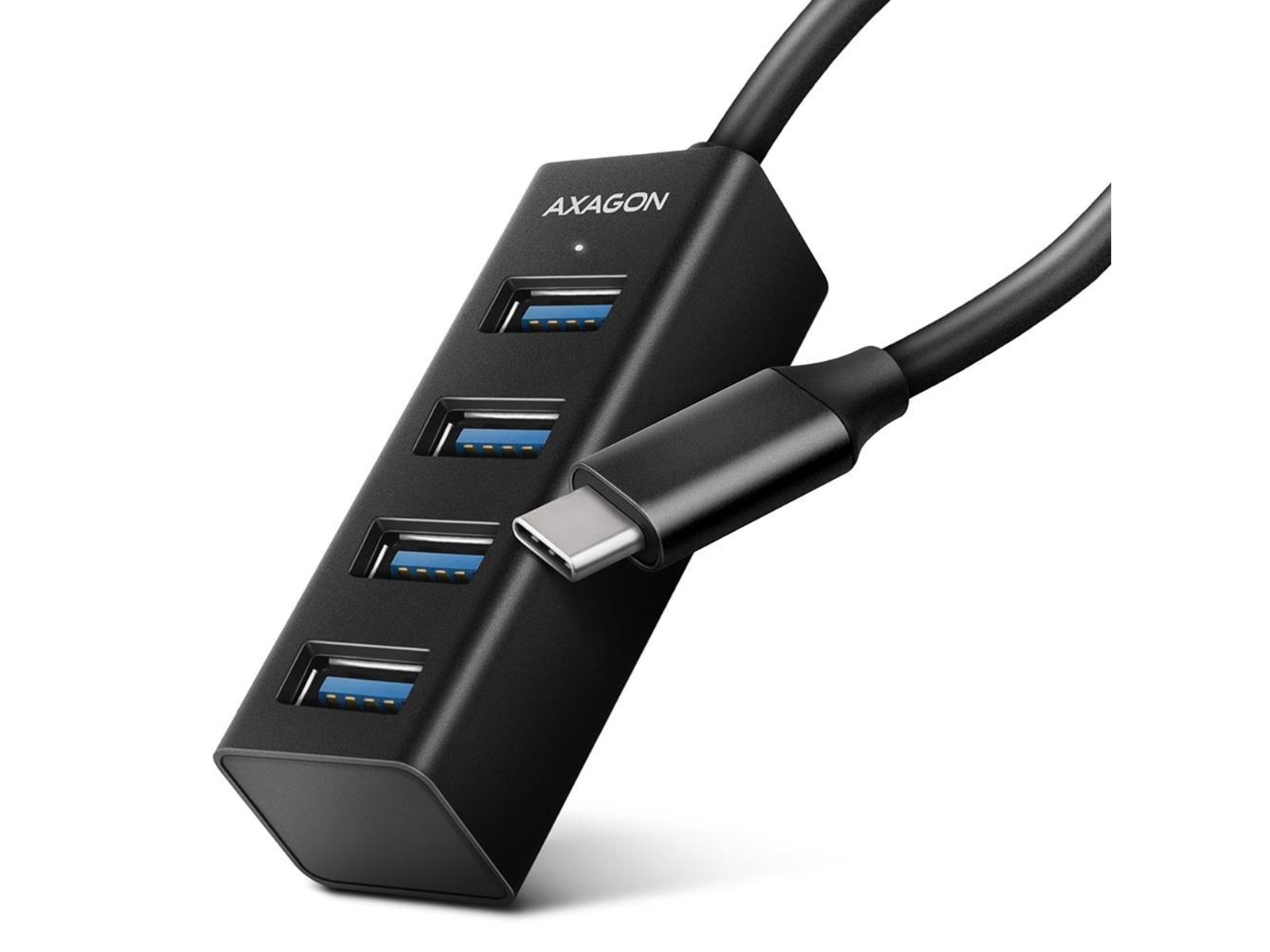 AXAGON SuperSpeed USB-C Mini Hub USB hub - 4 porttia - USB 3.2 - Musta