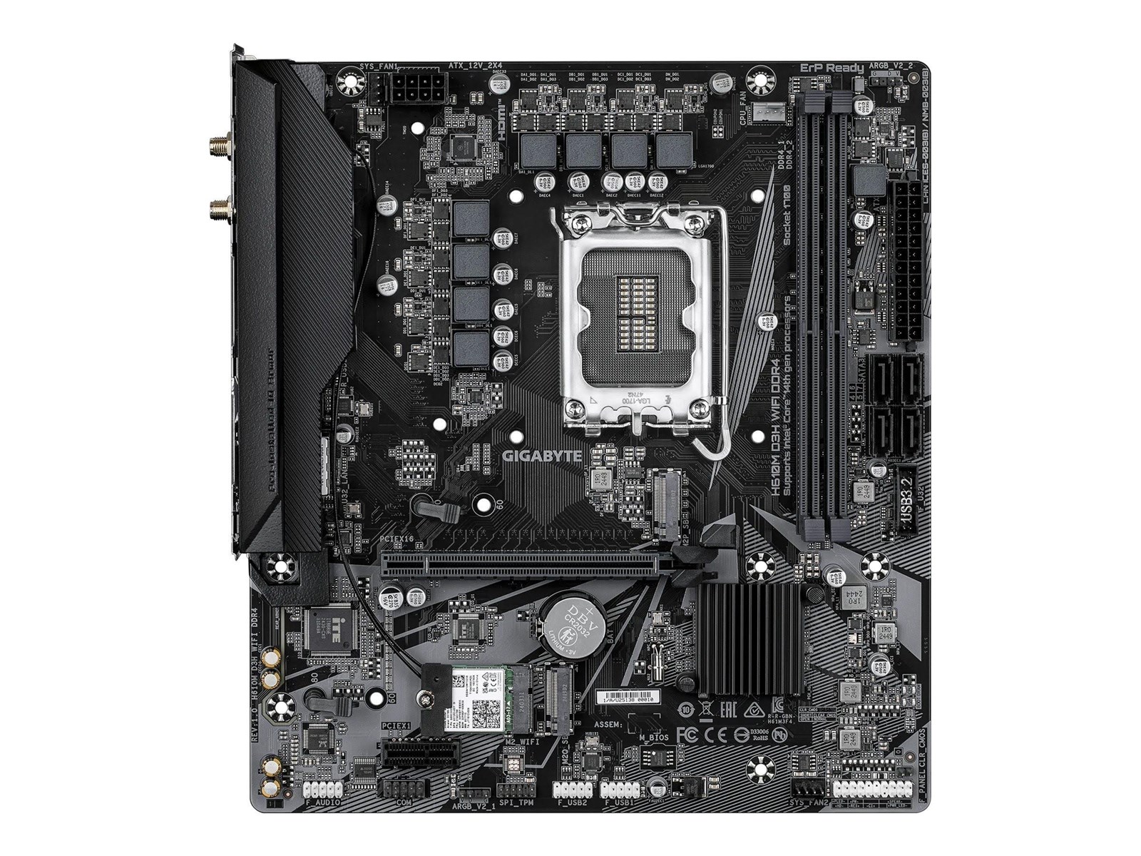 GIGABYTE H610M D3H WIFI DDR4 - motherboard - micro ATX - LGA1700 Socket ...