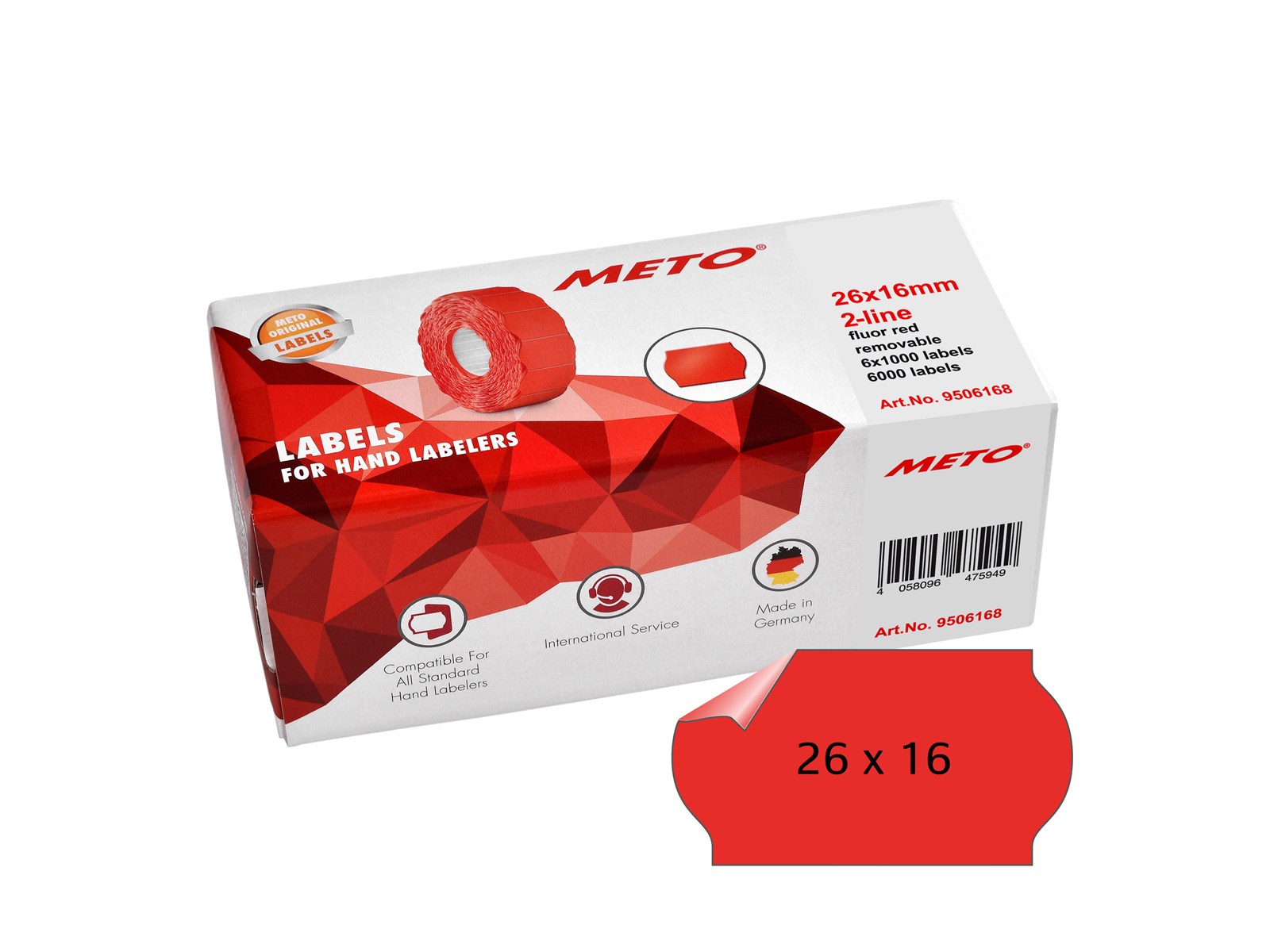 METO Price labels 26x16 flour red remov.6 rls/1000 | Edullinen