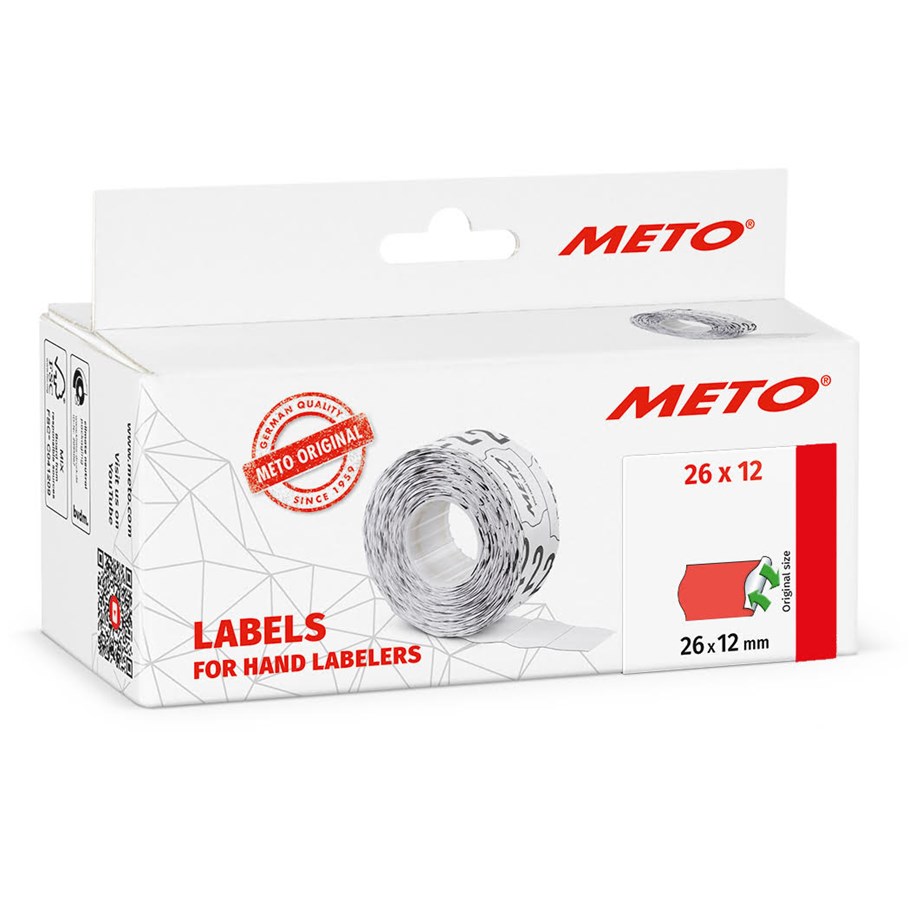 METO Price labels 26x12 flour red remov.6 rls/1000 | Edullinen